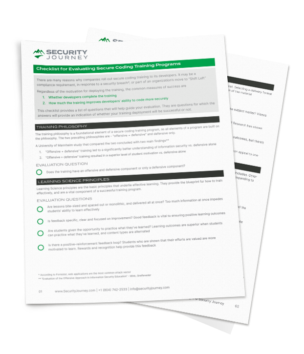 Checklist for Evaluating Secure Coding Training Platforms Checklist for Evaluating Secure Coding Training Platforms
